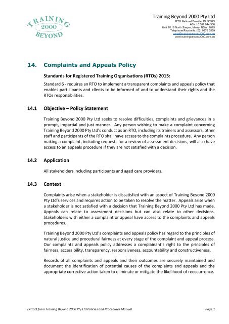 Admin-Complaints Appeals Policy