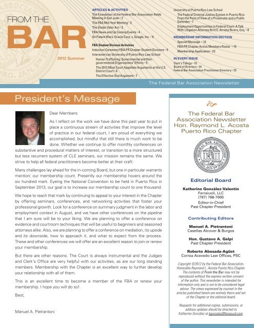 President's Message - Federal Bar Association
