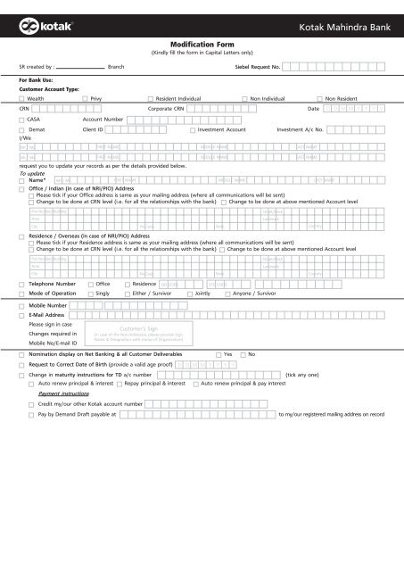 Account Modification Form
