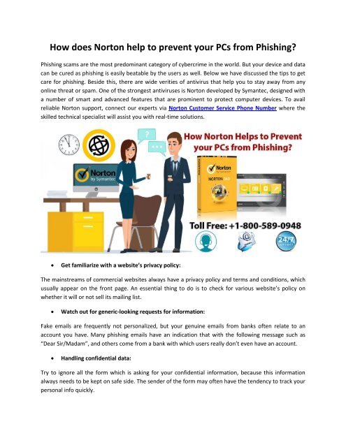 How does Norton help to prevent your PCs from Phishing?