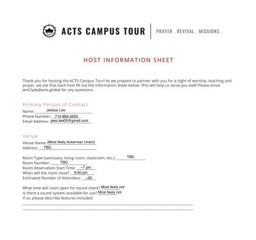 Host Information Sheet -2