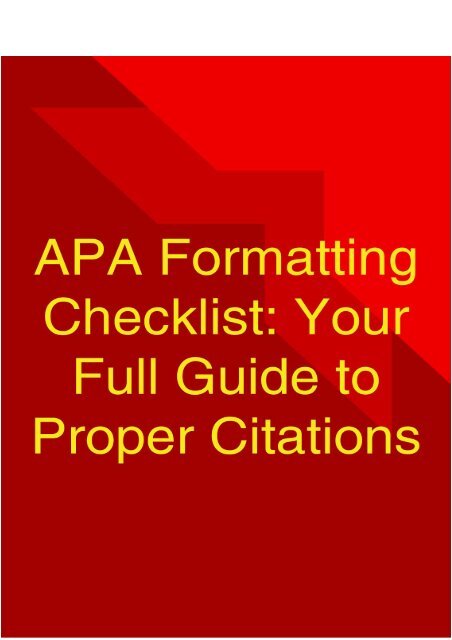 APA Formatting Checklist: Your Full Guide to Proper Citations