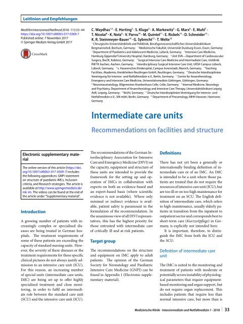 07 Intermediate care units
