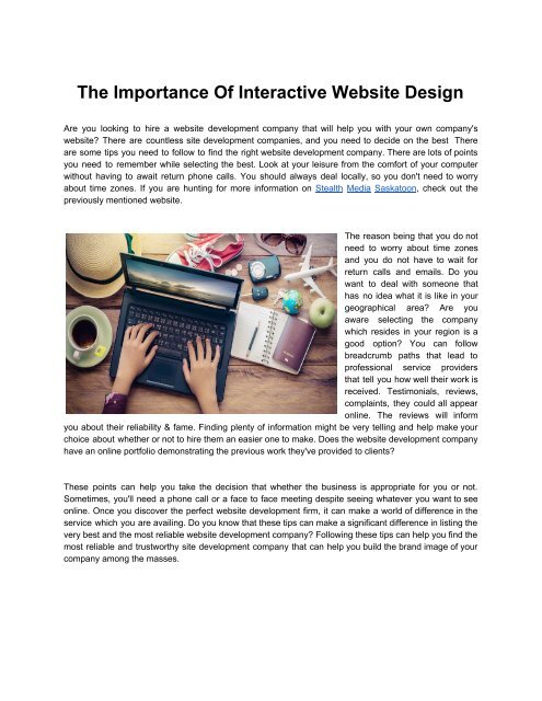 The Importance Of Interactive Website Design