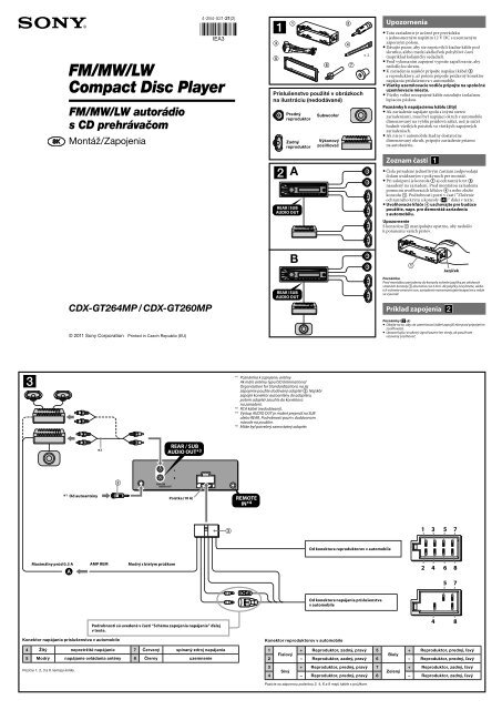 Sony CDX-GT264MP - CDX-GT264MP Consignes d’utilisation Slovaque