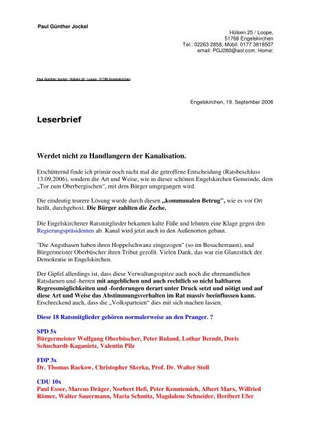 Leserbrief - Maria Griepentrog
