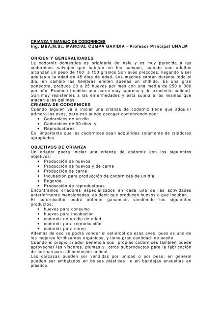 MANUAL DE CRIANZA DE CODORNIZ 10-09-2009
