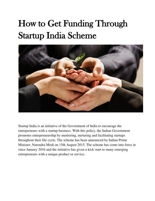 How to Get Funding Through Startup India Scheme