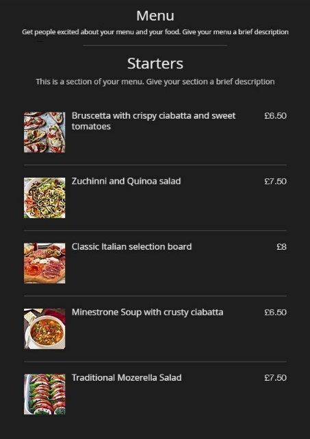 menu flipbook