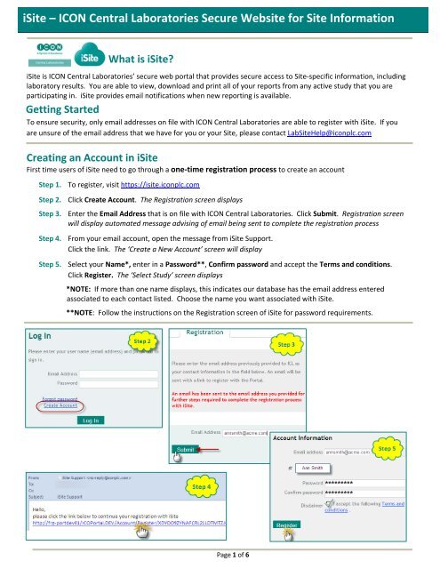iSite – ICON Central Laboratories Secure Website for Site ... - ICON plc