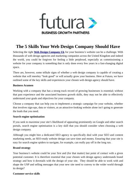 The 5 Skills Your Web Design Company Should Have