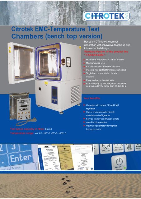 Temperature Test Chambers in Bench Top model with EMC shielding