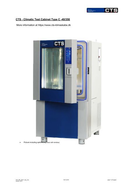 CTS - Climatic Test Cabinet Type C -40/350