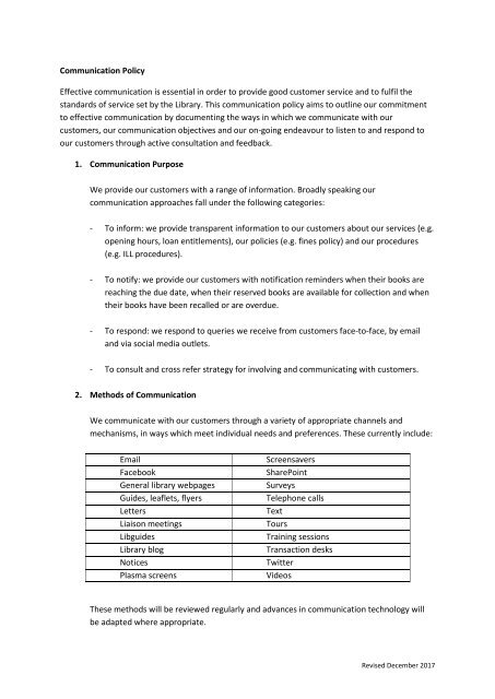 Communication Policy 2017