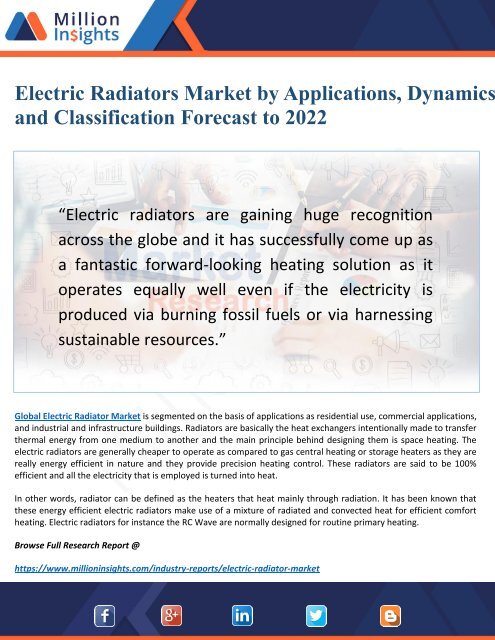Electric Radiators Market 2022 Driven by Key Players and Regions Forecast