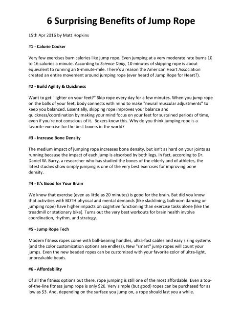 6 Surprising Benefits of Jump Rope