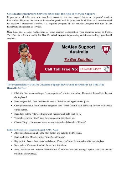 Get McAfee Framework Services Fixed with the Help of McAfee Support