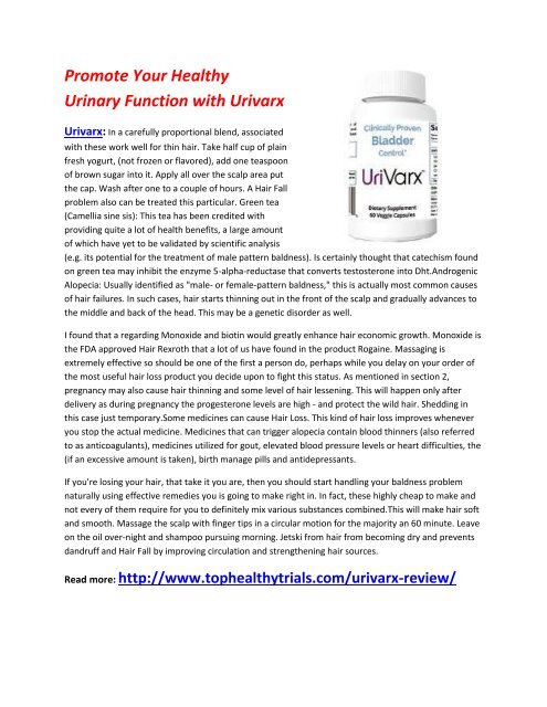 Reduce Your Urinary Flow with Urivarx