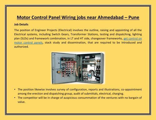 Motor Control Panel Wiring jobs near Ahmedabad – Pune