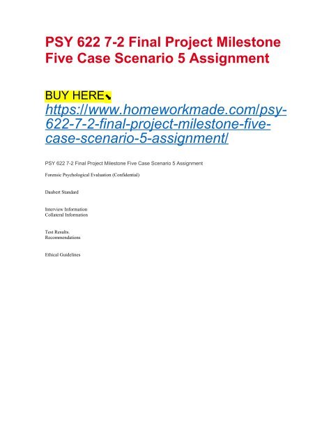 PSY 622 7-2 Final Project Milestone Five Case Scenario 5 Assignment