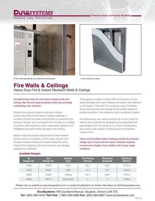 Fire resistant blast walls and ceilings by Dura System