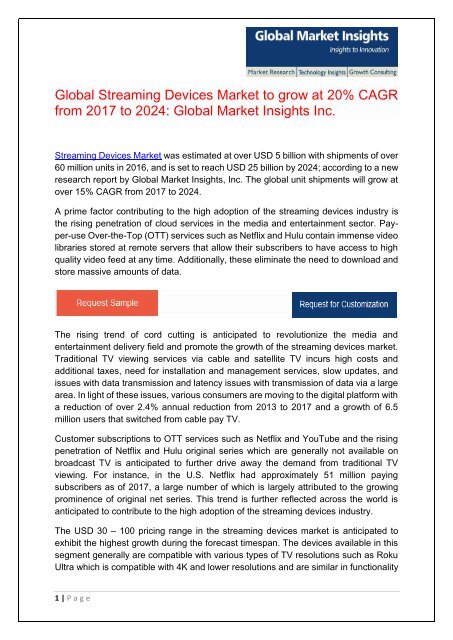 Global Streaming Devices Industry to hit $25bn by 2024