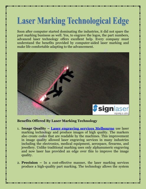 Laser Marking Technological Edge