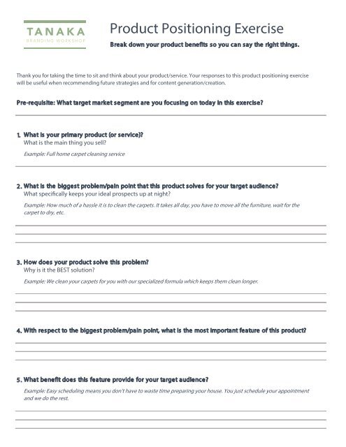 Product Positioning Exercise