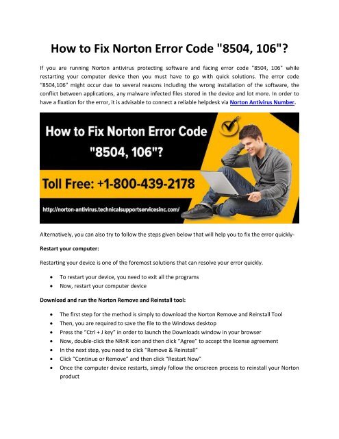 How to Fix Norton Error Code "8504, 106"?