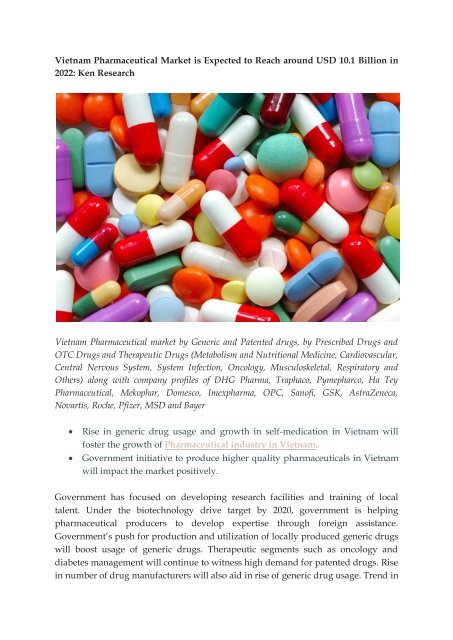 Vietnam Pharmaceutical Import And Export