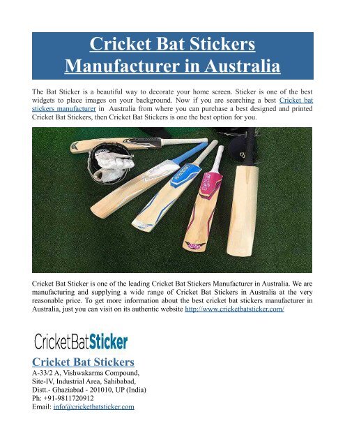 Cricket Bat Stickers Manufacturer in Australia