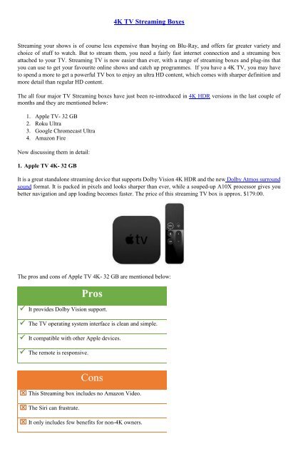 4K TV Streaming Boxes