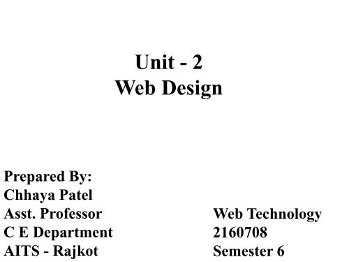 UNIT 2 Web Design PPT
