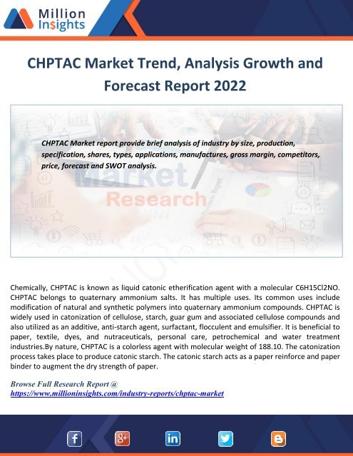 CHPTAC Market Trend, Analysis Growth and Forecast Report 2022
