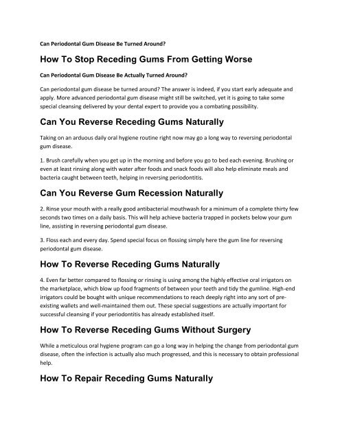 How To Reverse Receding Gums Naturally?