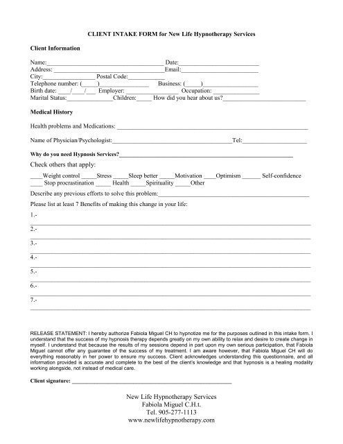Download our Intake forms for your appointment - New Life ...