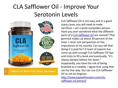 CLA Safflower Oil - Improve Your Serotonin Levels