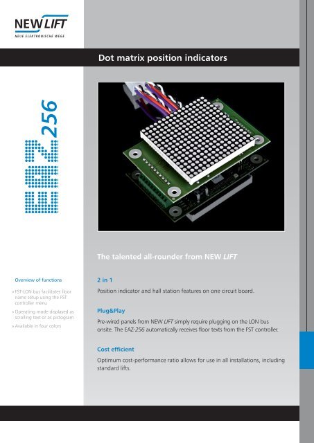 Dot matrix position indicators - New Lift