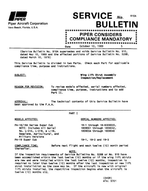 SERVICE No. BULLETIN - Univair Aircraft Corporation