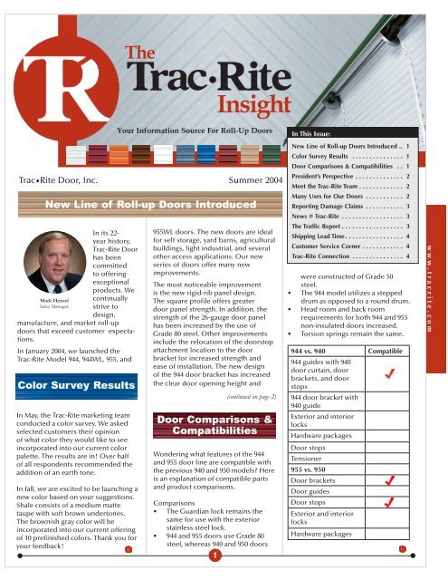 New Line of Roll-up Doors Introduced Color Survey ... - Trac Rite Door