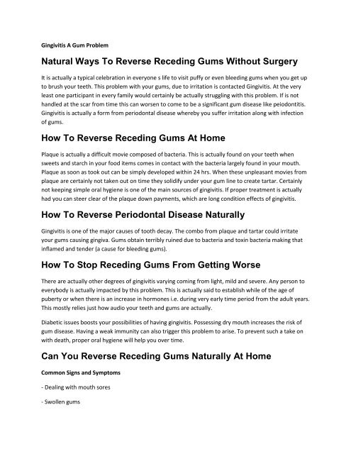 Natural Ways To Reverse Receding Gums Without Surgery