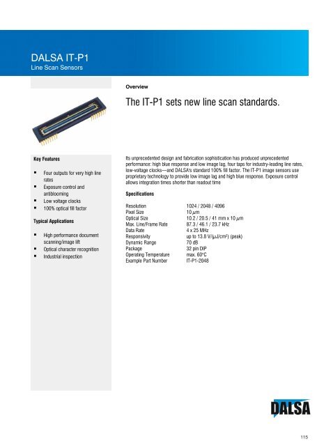 DALSA IT-P1 The IT-P1 sets new line scan ... - Teledyne DALSA
