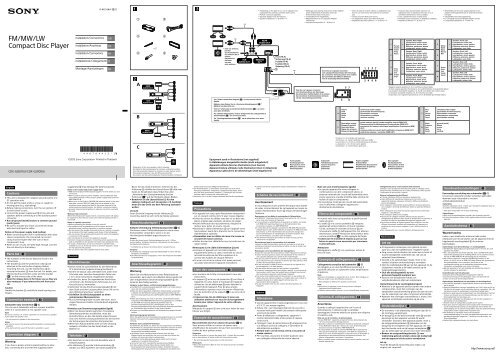 Sony CDX-G2001UI - CDX-G2001UI Guide d'installation