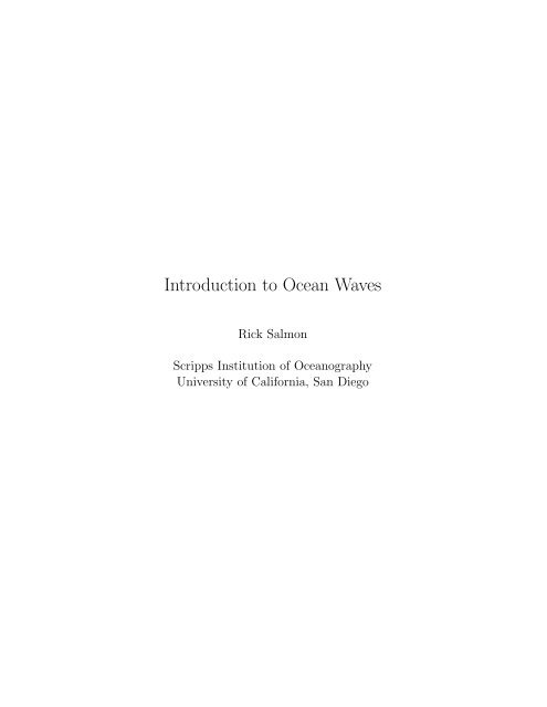 Introduction to Ocean Waves - Physical Oceanography Research ...