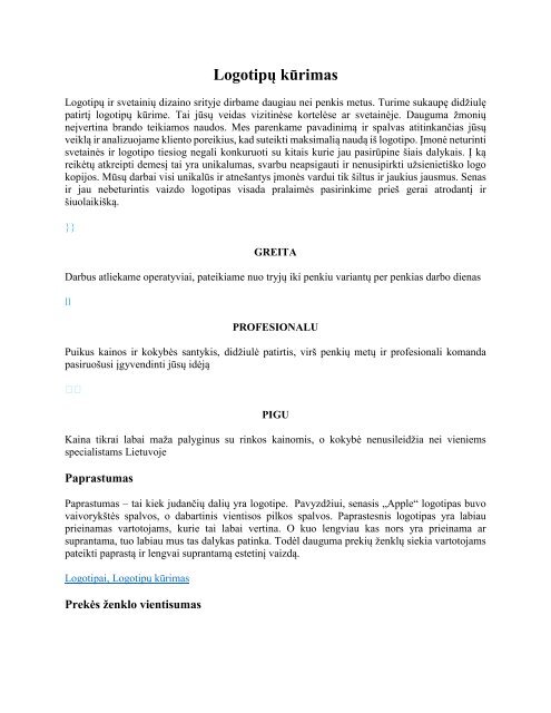 logotipu kurimas