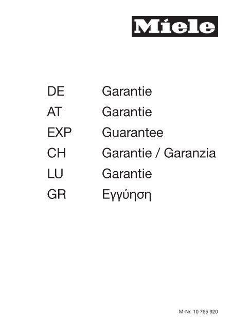 Miele DA 6498 W Pure - Libretto di garanzia