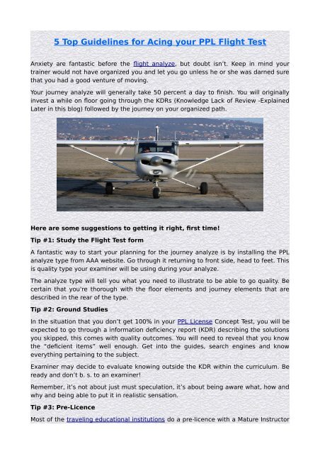 5 Top Guidelines for Acing your PPL Flight Test