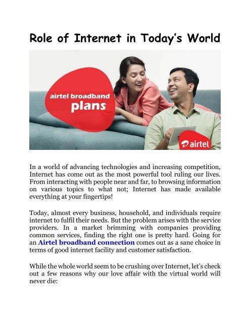 Role of Internet in Todays World