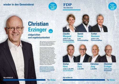 Flugblatt FDP Kandidatinnen und Kandidaten Gemeindewahlen 2018