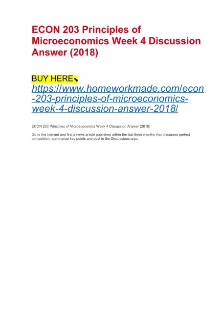 ECON 203 Principles of Microeconomics Week 4 Discussion Answer (2018)